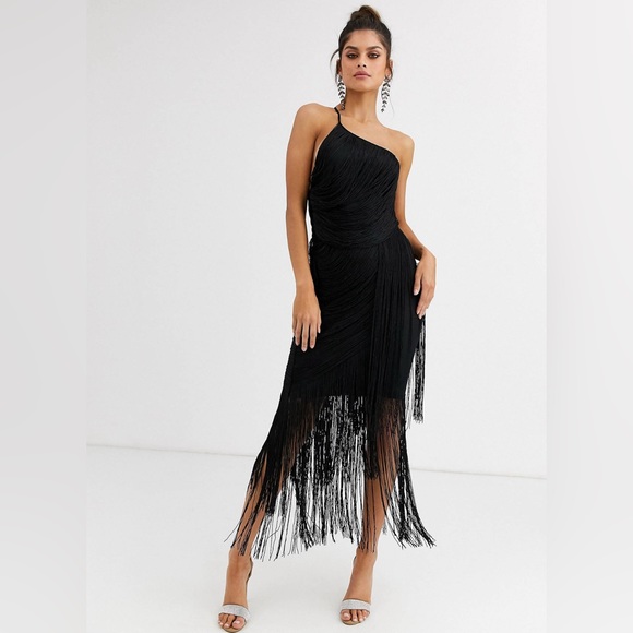 ASOS | Dresses | Asos Draped Fringe One Shoulder Maxi Dress | Poshmark